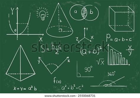 Math Geometry Graph Shapes On Blackboard Stock Vector Royalty Free