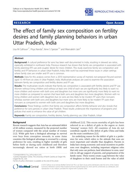 PDF The Effect Of Family Sex Composition On Fertility Desires And Family Planning Behaviors In
