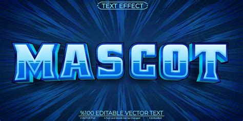 Blue Esport 로고 마스코트 편집 및 확장 가능한 벡터 텍스트 효과 프리미엄 벡터