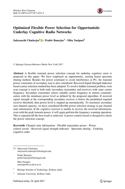 Pdf Optimized Flexible Power Selection For Opportunistic Underlay