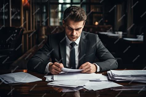 Premium Ai Image The Diligent Businessman A Meticulous Approach To