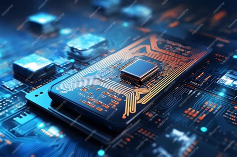 Premium Ai Image Computer Cell Phone Micro Chips Motherboard Data Ram Circuitry Processor