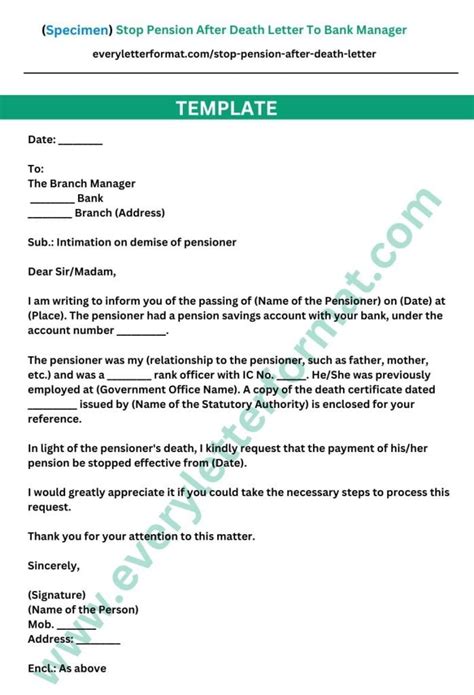 Stop Pension After Death Letter To Bank Manager