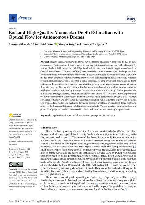Pdf Fast And High Quality Monocular Depth Estimation With Optical