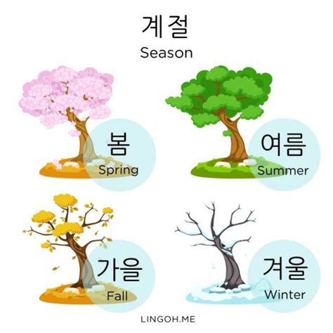 Korean Vocabulary For Seasons Kosakata Pemahaman Membaca Panduan