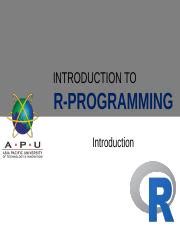 Week Introduction Ppt INTRODUCTION TO R PROGRAMMING Introduction Topic Structure Of The