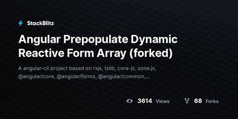 Angular Prepopulate Dynamic Reactive Form Array Forked Stackblitz