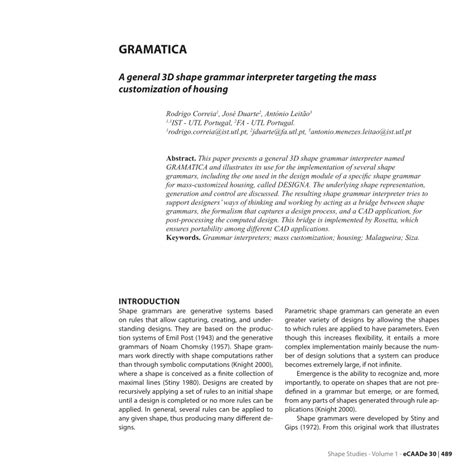 Pdf Gramatica A General 3d Shape Grammar Interpreter Targeting The Mass Customization Of Housing