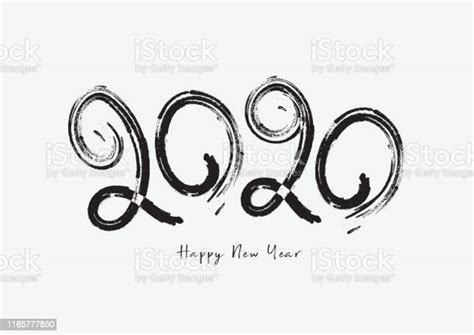 2020 텍스트 디자인 블랙 컬러 새해 복 많이 받으세요 와 해피 홀리데이의 컬렉션 문자 디자인 요소 흰색 배경에 고립 된 필기 2020년 달력 2020년에 대한 스톡 벡터