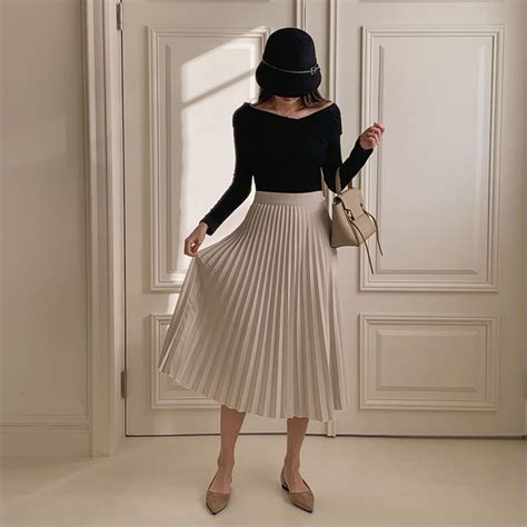 💐봄신상 할인💗 겨울 플리츠 밴딩 롱 스커트 아뜨랑스 치마 롱스커트 플리츠스커트 하객룩 하객 벚꽃룩 Sk6185