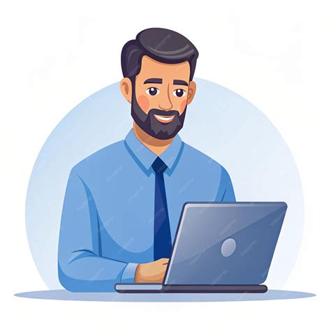 Man Working On Laptop Icon Illustration Premium Ai Generated Image