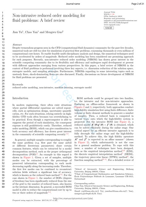Pdf Non Intrusive Reduced Order Modeling For Fluid Problems A Brief