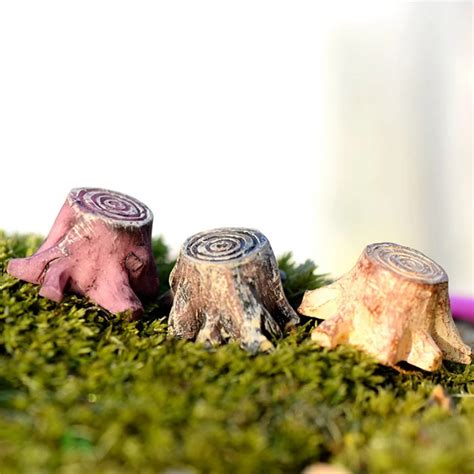 1pc Mini Tree Stump Craft Figurine Cute Miniature Garden Diy Ornaments