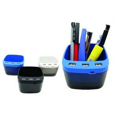 Blue LAN Capable USB Hub With Stationery Holder Mobile Holder Model Number TGZ At