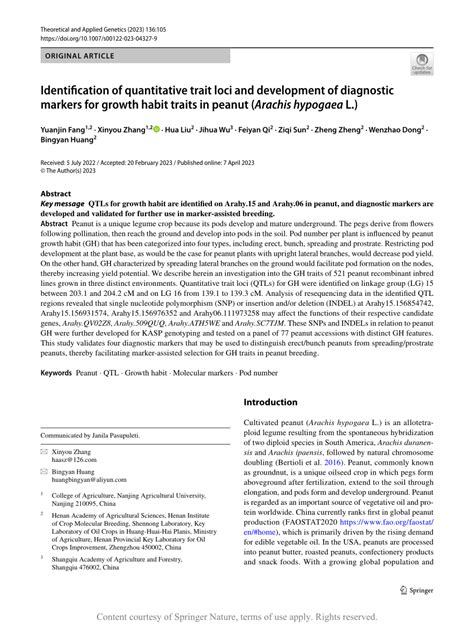 Pdf Identification Of Quantitative Trait Loci And Development Of Diagnostic Markers For Growth