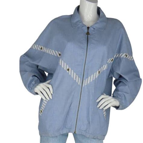 Euro Joy Jackets And Coats Vintage Euro Joy Blue Chambray Bomber