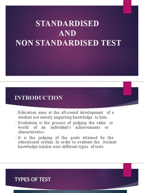 Standardised And Non Standardised Test Pdf Test Assessment Standardized Tests