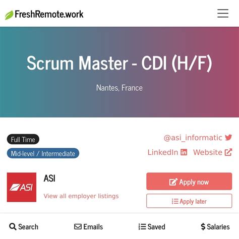 📢 Asi Is Hiring A Scrum Master Cdi Hf Rjobboardsearch