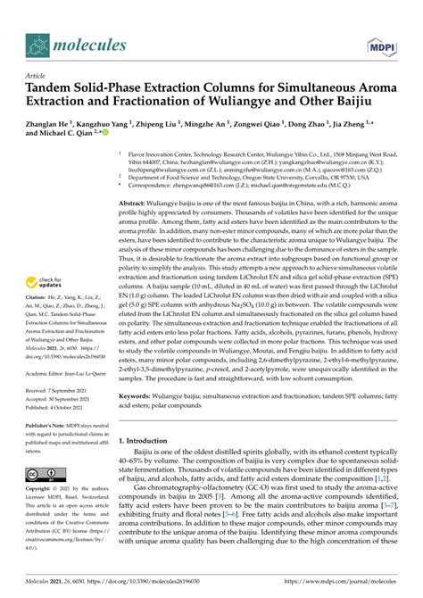 Pdf Tandem Solid Phase Extraction Columns For Simultaneous Aroma Extraction And Fractionation