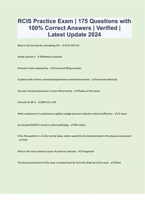 RCIS Practice Exam Questions With Correct Answers Verified Latest Update