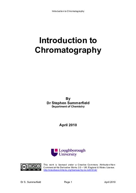 Pdf 2010 Introduction To Chromatography