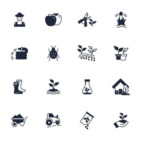 Conjunto De ícones De Jardinagem Elementos De Vetor De Símbolo De