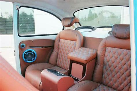 Vintage Volkswagen Beetle Interior Brown Leather Car Upholstery Car