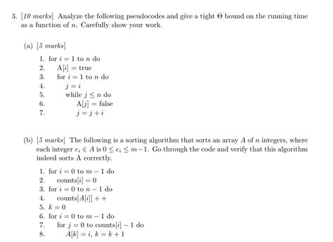 Solved 3 10 Marks Analyze The Following Pseudocodes And