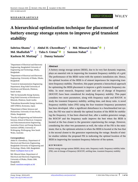 A Hierarchical Optimization Technique For Placement Of Battery Energy