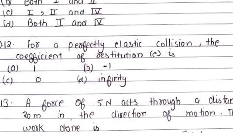 For A Perfectly Elastic Collision The Coefficient Of Restitution E Is