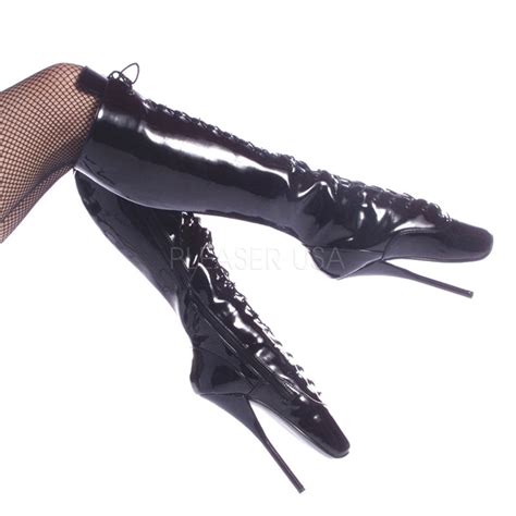 Ballett High Heel Kniestiefel Ballet 2020 Schwarz Lack Devious