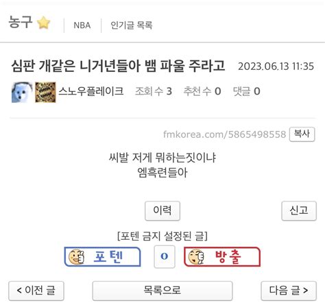 인종차별 농구 에펨코리아