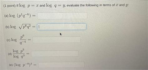 Solved Point If Log P X And Log Q Y Evaluate The Chegg