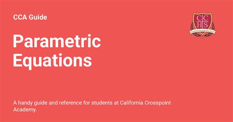 Parametric Equations Cca Guide