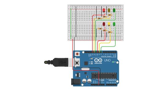 Circuit Design Cruce Semáforos Tinkercad