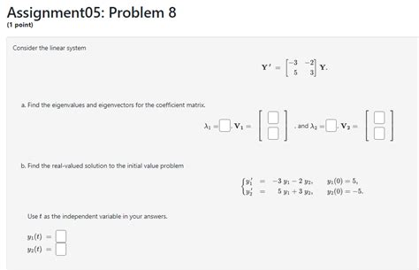 Solved Consider The Linear SystemY Ya Find The Chegg