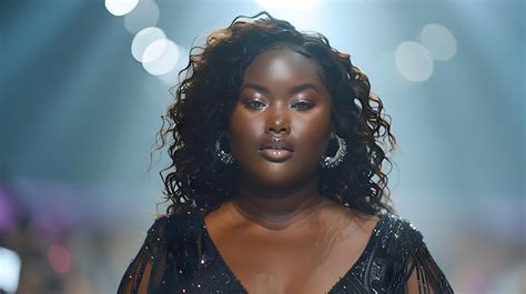 Confident Plus Size Model Struts Runway With Poise And Style Premium Ai Generated Image