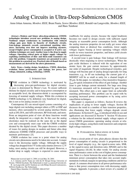 Pdf Analog Circuits In Ultra Deep Submicron Cmos