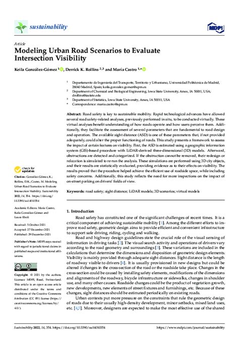 Pdf Modeling Urban Road Scenarios To Evaluate Intersection Visibility