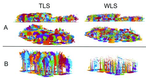 Individualized Trees In Random Colors From Test Sites A And B Up And