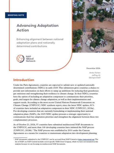 Advancing Adaptation Action Enhancing Alignment Between National Adaptation Plans And