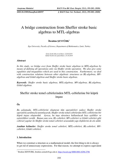 pdf sheffer stroke temel cebirlerinden mtl cebirlerine bir köprü inşası