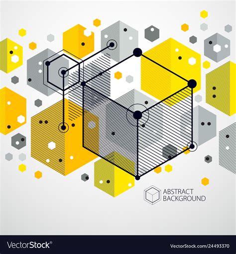 Abstract Geometric 3d Cube Pattern And Yellow Vector Image