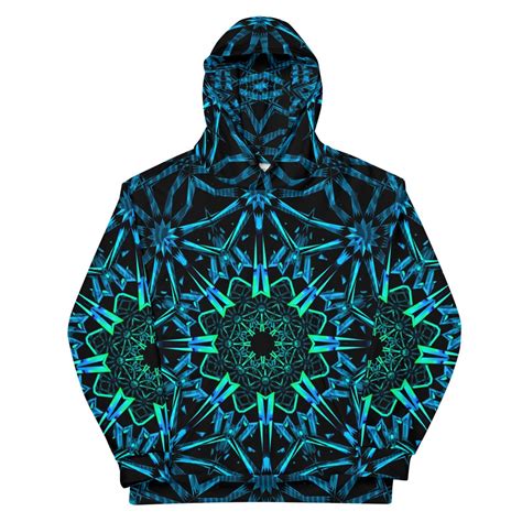 Fractals Recycled Polyester Hoodie Rave Festival Jacket Etsy