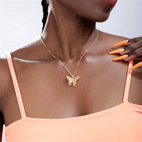 Butterfly Necklaces For Women Stainless Steel Gold Grandado