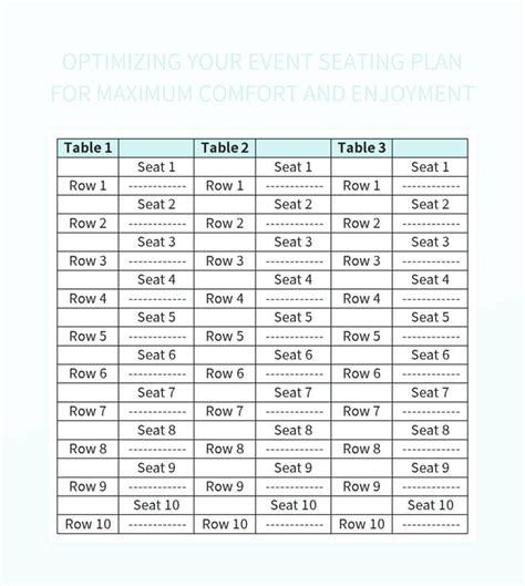 Optimizing Your Event Seating Plan For Maximum Comfort And Enjoyment Excel Template And Google