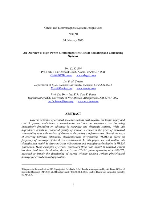 Pdf An Overview Of High Power Electromagnetic Hpem Radiating And