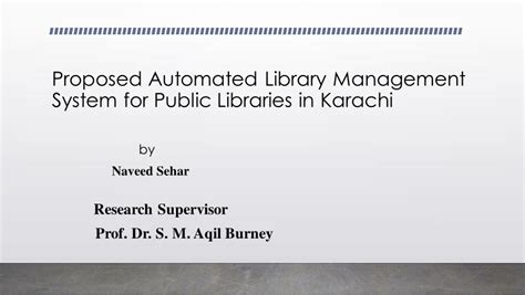Pdf Proposed Automated Library Management System For Public Libraries In Karachi