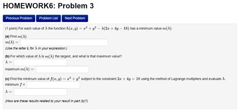Solved Homework6 Problem 3 Previous Problem Problem List