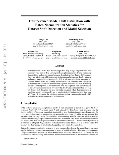 Pdf Unsupervised Model Drift Estimation With Batch Normalization